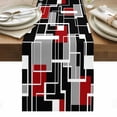 Abstract Lines Cotton Linen Table Runner Black Gray Red Rectangle ...
