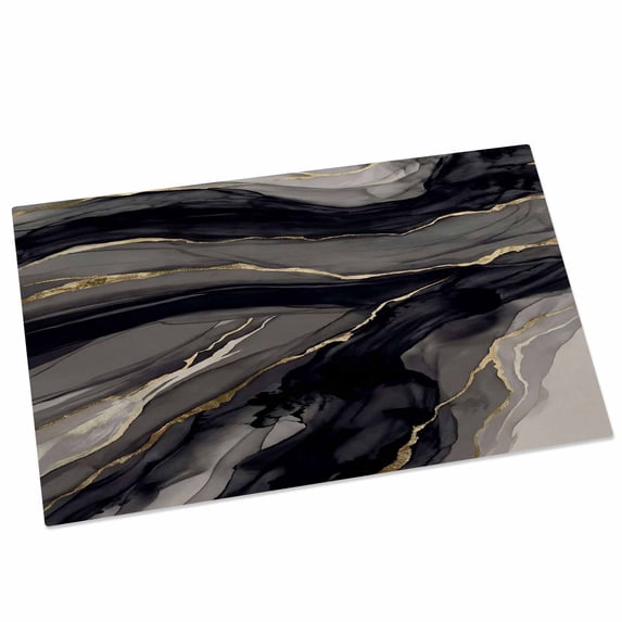 Abstract Lines Door Mat 16x24 Inch Deep Black Charcoal Gray Water ...
