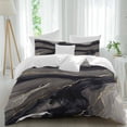Abstract Lines Duvet Cover Set Queen Size, Deep Black Charcoal Gray ...