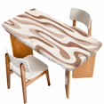 Abstract Lines Fitted Rectangle Tablecloth 32" x 72" Brown Water Ripple ...