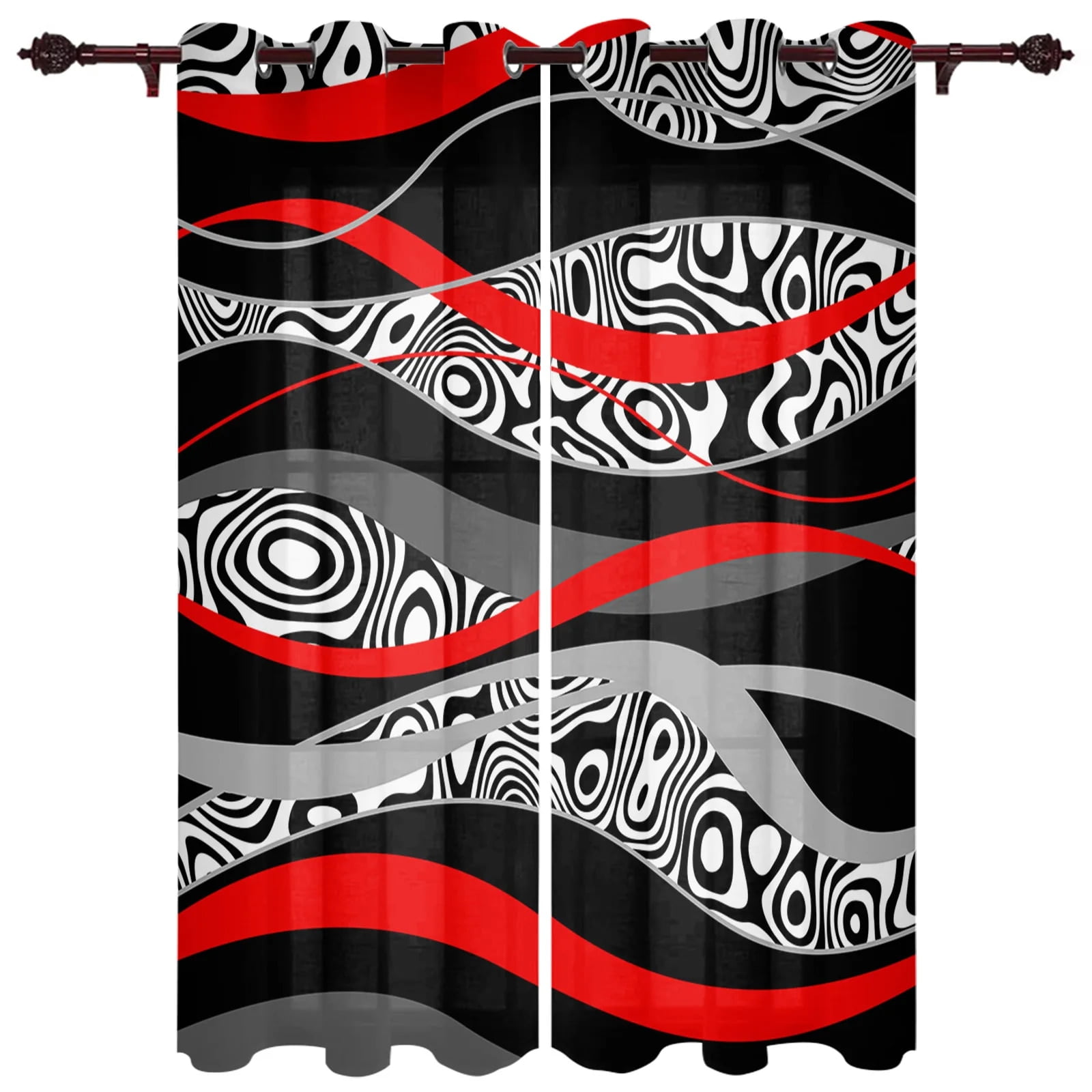 Abstract Lines Gradient Colors Modern Window Curtains for Living Room ...