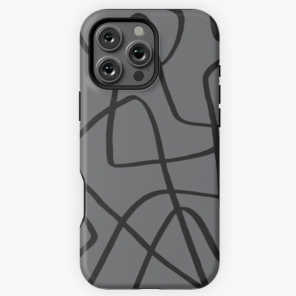 Abstract Lines Grey Minimalist iPhone Tough Case 17 16 15 14 13 12 11 ...