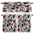 Abstract Lines Kitchen Curtains Set for Windows, Black Gray Red ...