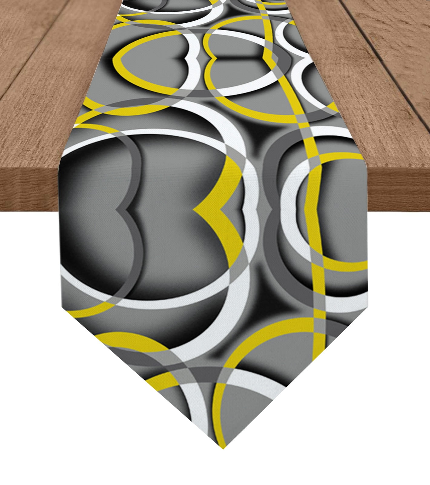 Abstract Lines Orange Table Runner Wedding Modern Home Decoration Table ...