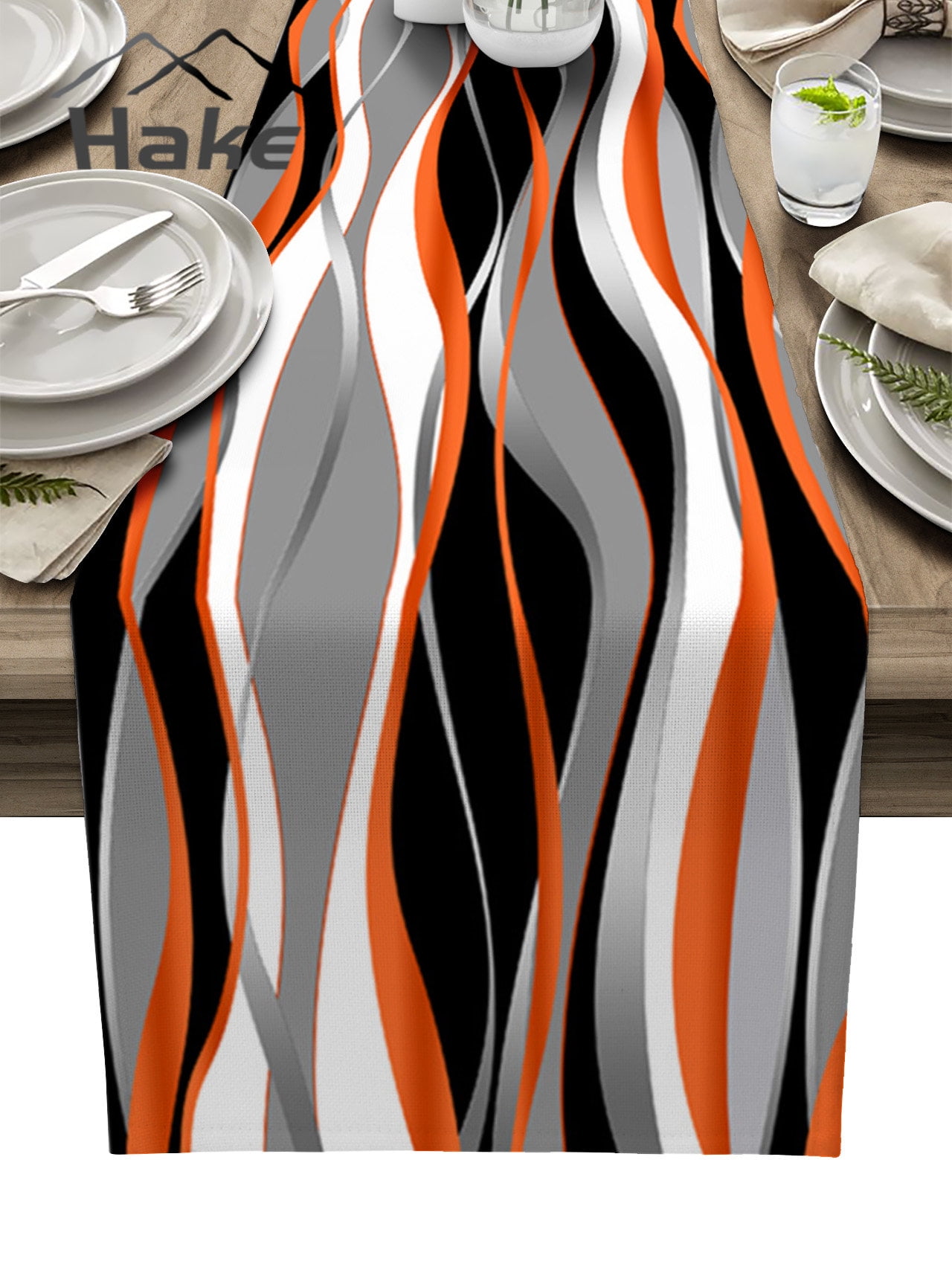 Abstract Lines Orange Table Runner for Dining Table Wedding ration ...