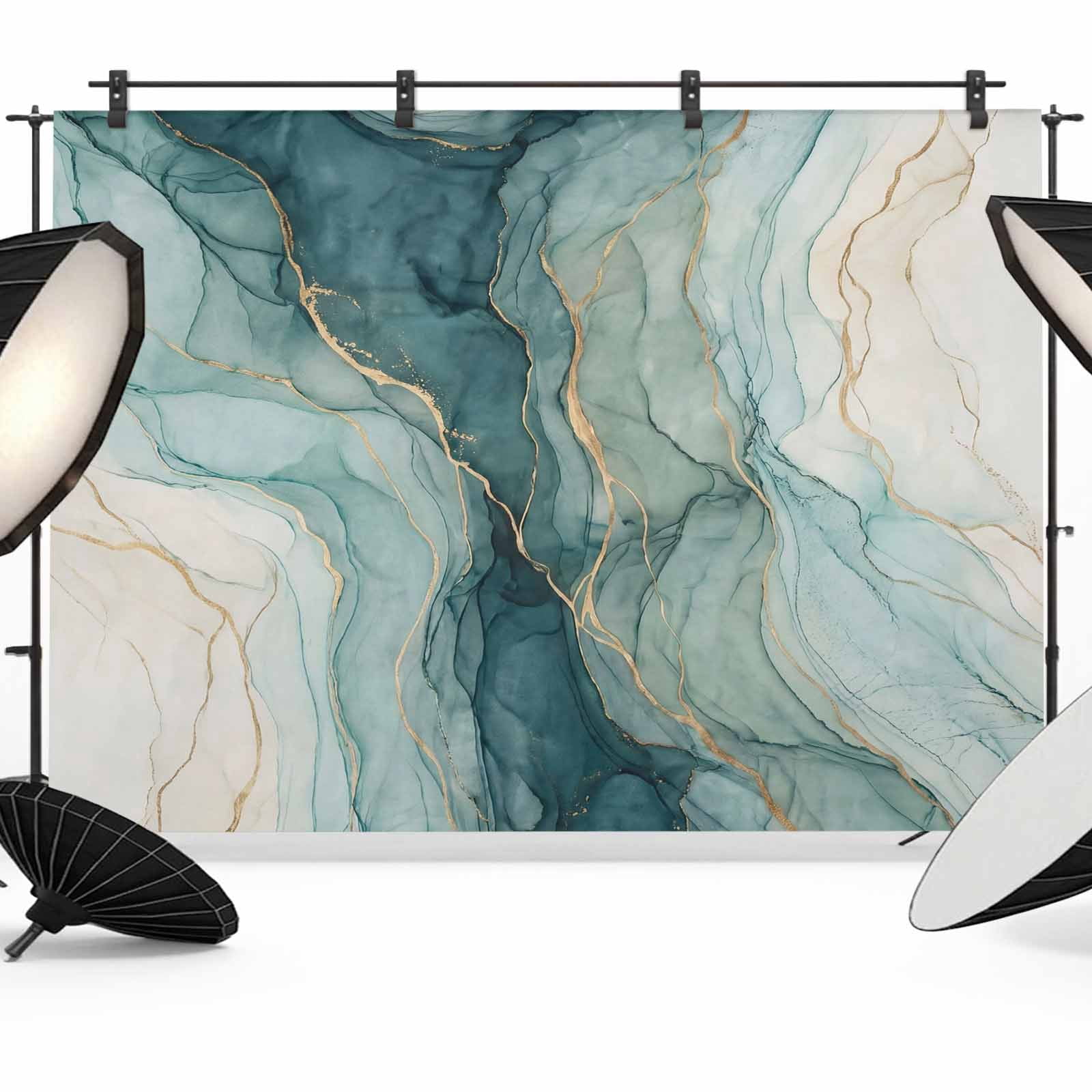 Abstract Lines Photography Backdrop 10x8FT, Green Gradient Charcoal ...