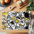 Abstract Lines Placemats Set of 2, Black Gray Yellow Triangle Geometric ...