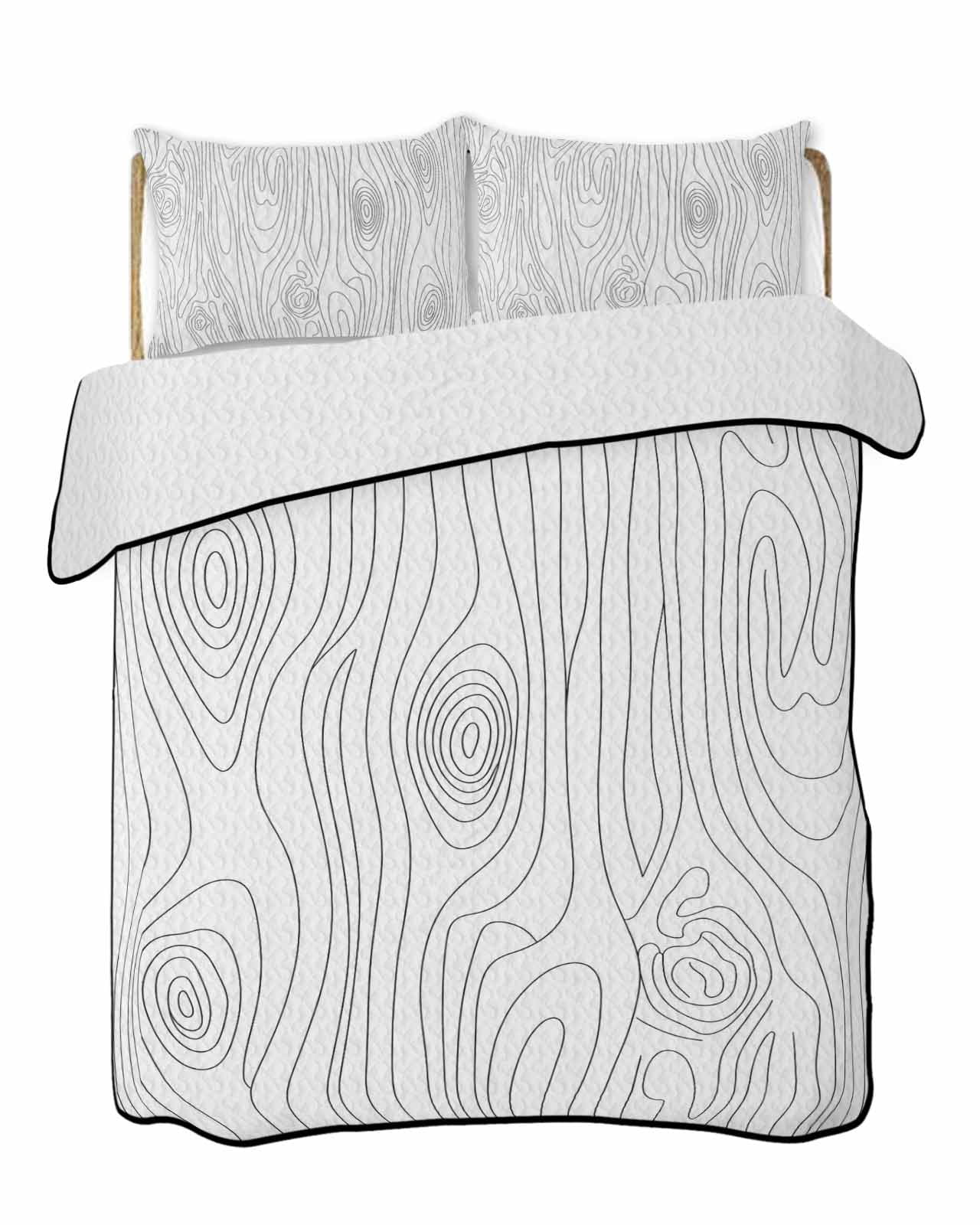 Abstract Lines Quilts Bedding Set California King Vintage Art Black ...