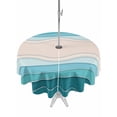 Abstract Lines Round Outdoor Tablecloth with Umbrella Hole Blue Beige ...