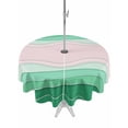 Abstract Lines Round Outdoor Tablecloth with Umbrella Hole Green Pink ...