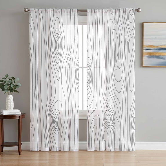 Abstract Lines Sheer Curtains for Living Room Bedroom, Vintage Art ...