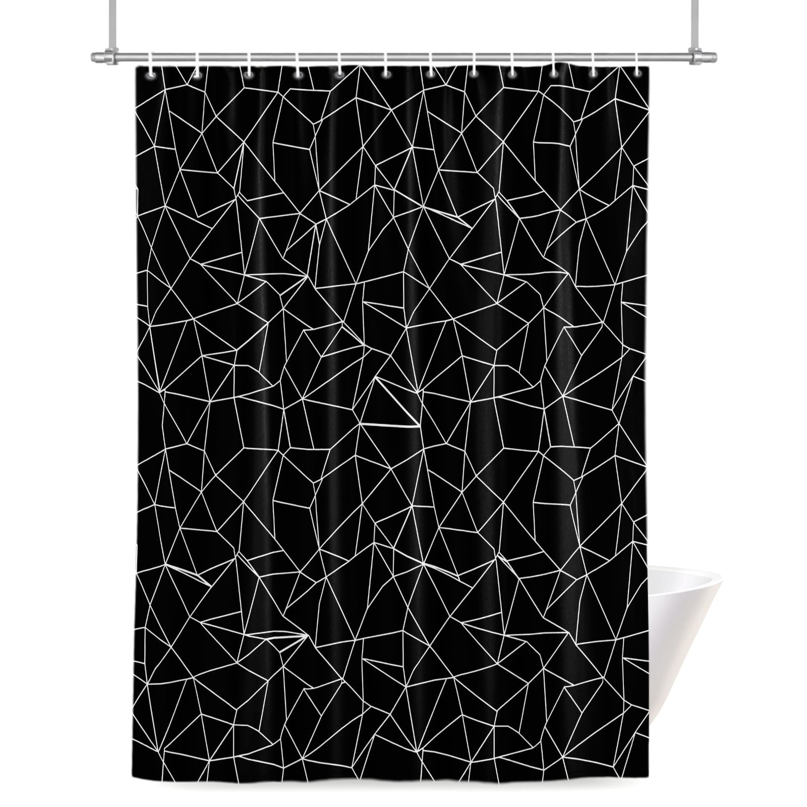 Abstract Lines Shower Curtains for Bathroom, Geometric Black Background ...