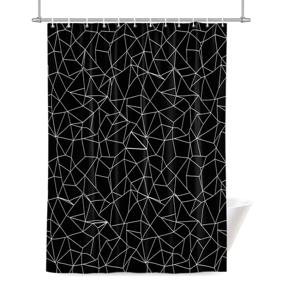 Abstract Lines Shower Curtains for Bathroom, Geometric Black Background ...