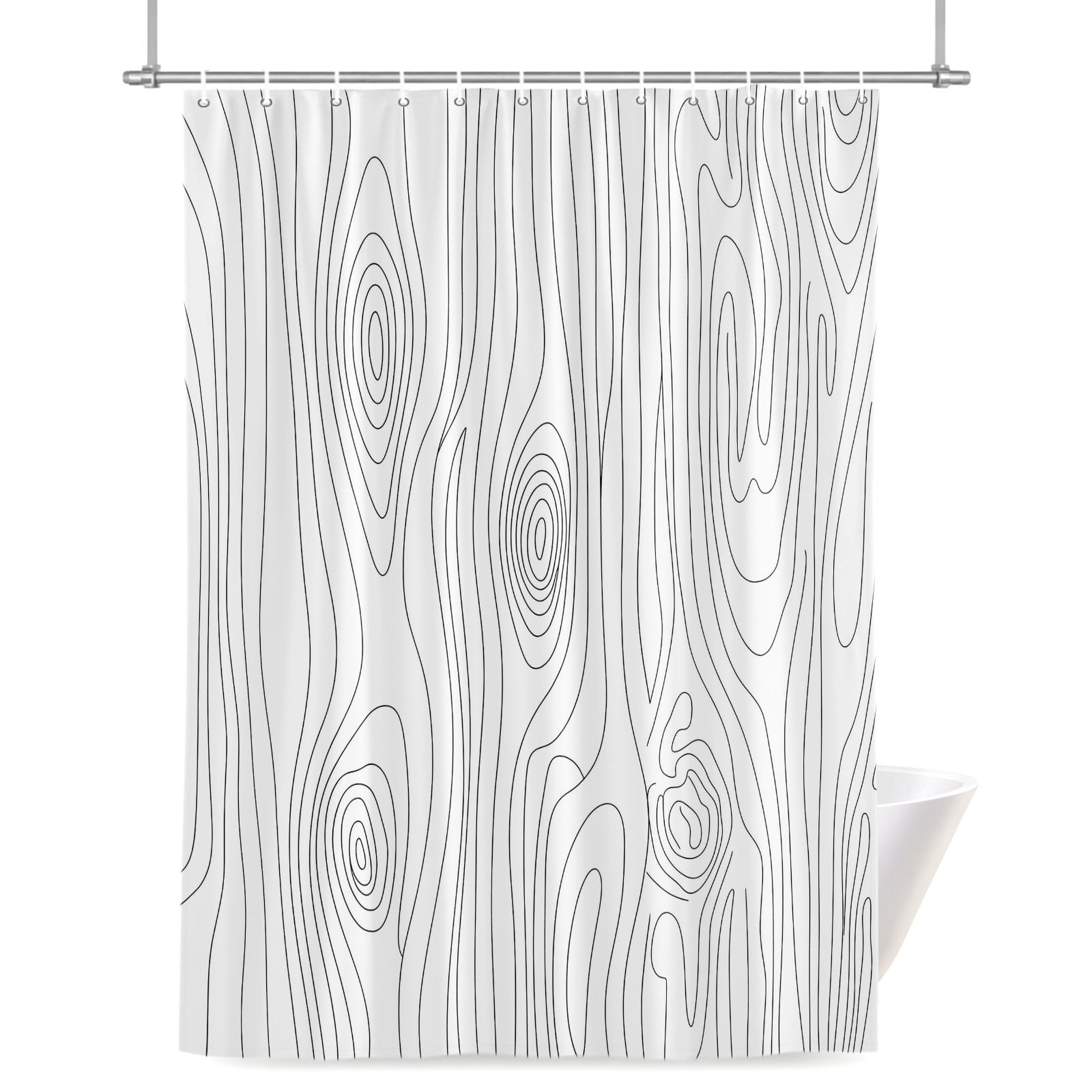 Abstract Lines Shower Curtains for Bathroom, Vintage Art Black Tree ...