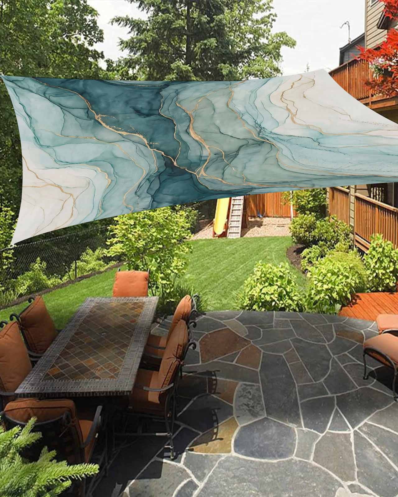 Abstract Lines Sun Shade Sail 12'X16' Green Gradient Charcoal Ripples ...
