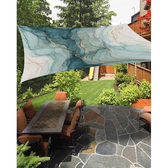Abstract Lines Sun Shade Sail 12'X16' Green Gradient Charcoal Ripples ...