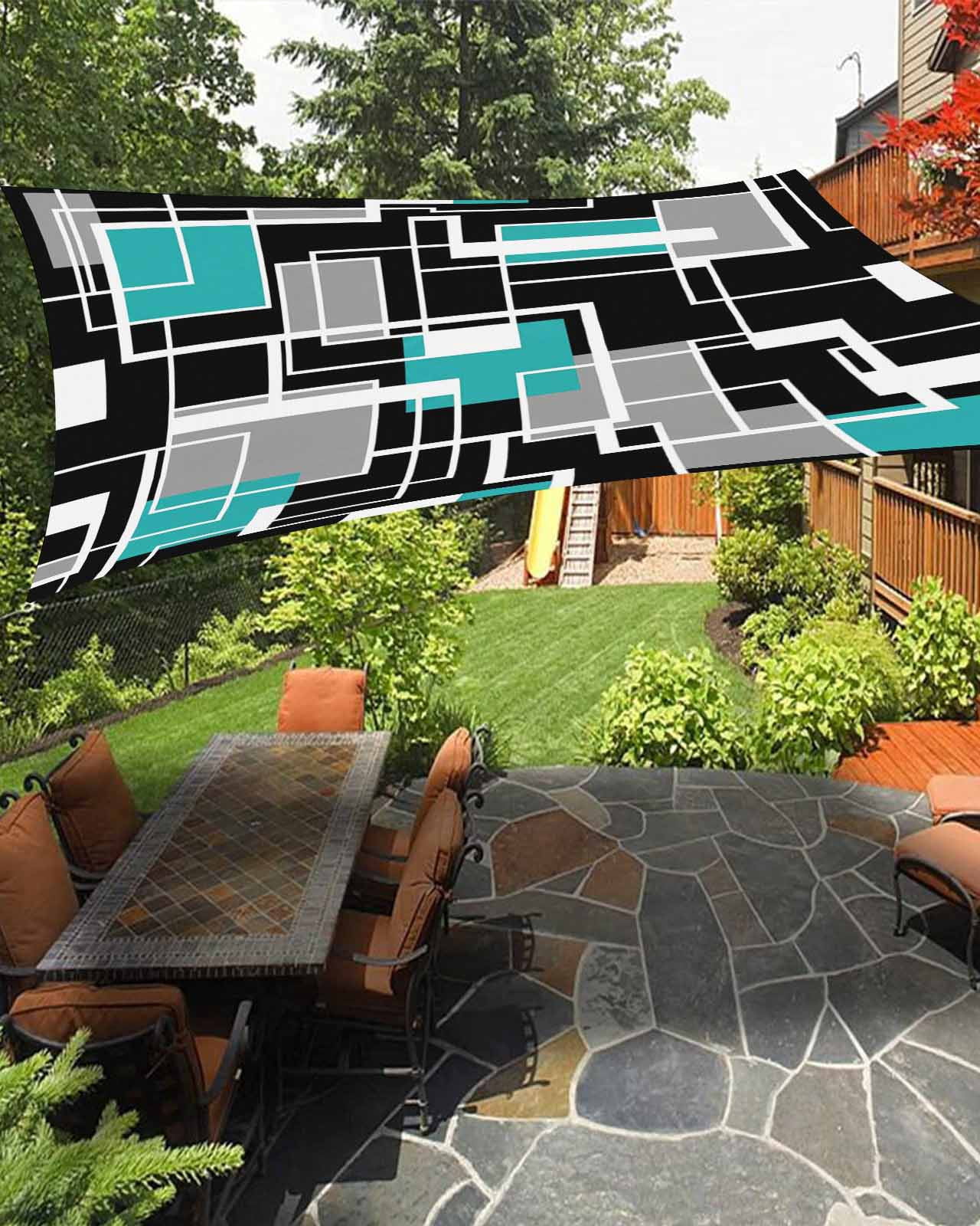 Abstract Lines Sun Shade Sail 14'X18' Black Gray Blue Rectangle ...