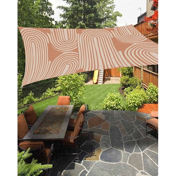 Abstract Lines Sun Shade Sail 8'X10' Mid Century Orange Vintage ...