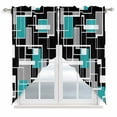 Abstract Lines Swag Curtain Valance for Small Windows, Black Gray Blue ...