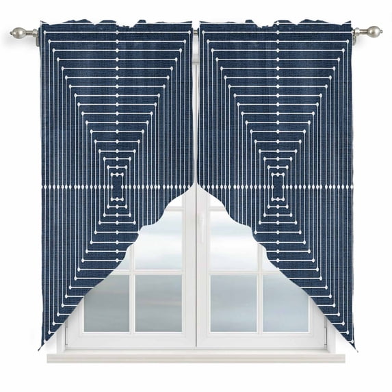 Abstract Lines Swag Valances for Windows 2 Pack Modern Square Geometric ...