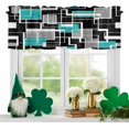 Abstract Lines Valances for Windows, Black Gray Blue Rectangle ...