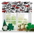 Abstract Lines Valances for Windows, Black Gray Red Triangle Geometric ...