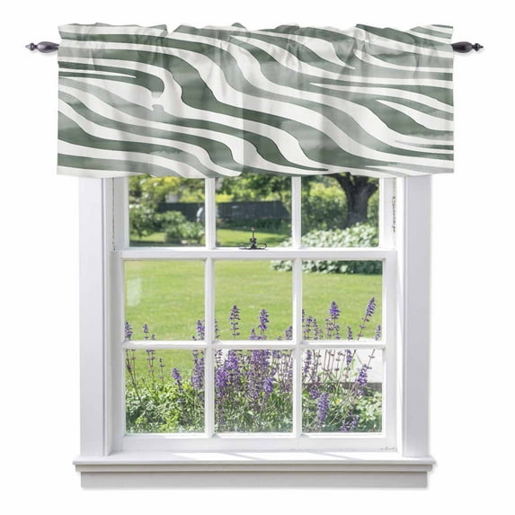 Abstract Lines Valances for Windows, White Green Water Ripple Modern ...