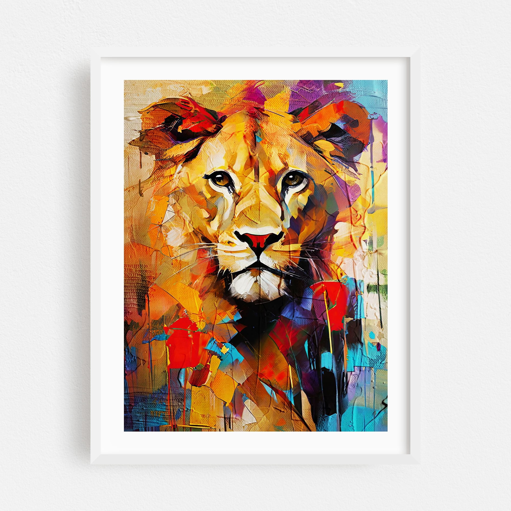 Abstract Lioness Art - Colorful Geometric Wildlife Portrait - Bold ...