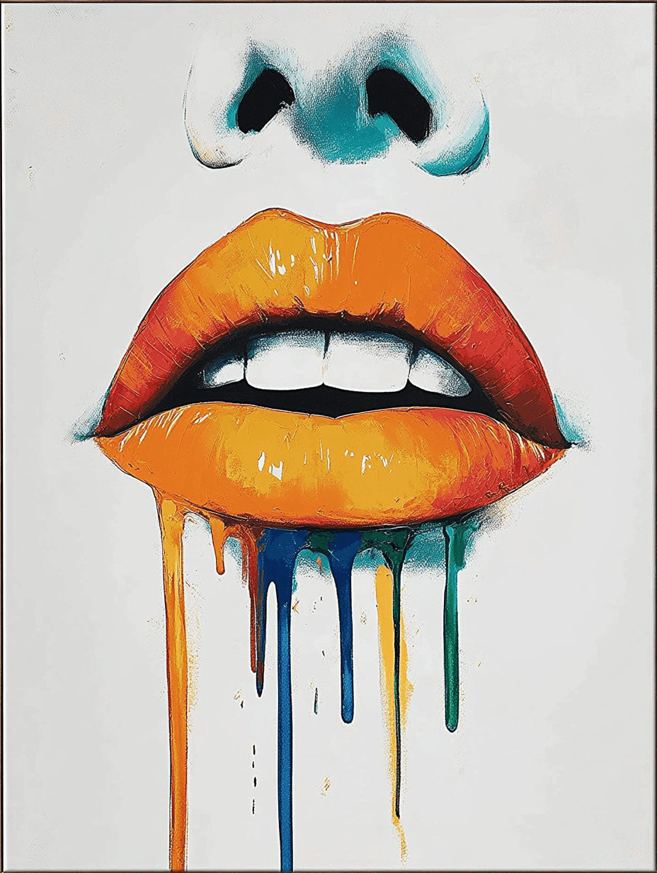 Abstract Lips Canvas Painting/Wall Art，Suitable for Living Room ...