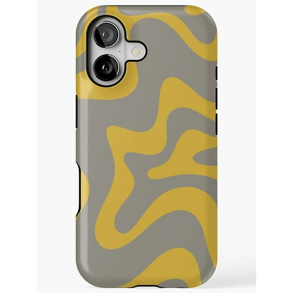 Abstract Liquid Swirl Light Mustard Grey iPhone Case 11 12 13 14 15 16 ...