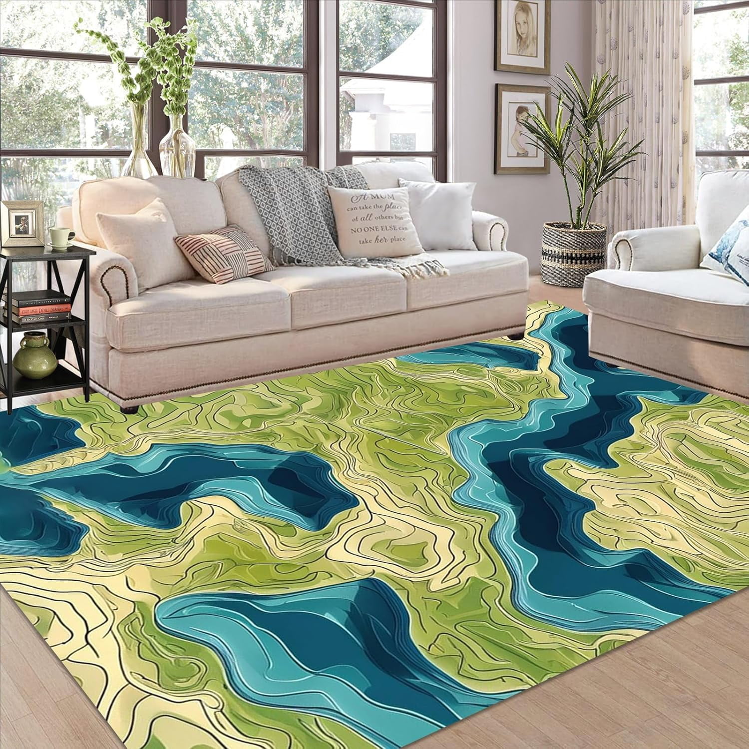 Abstract Liquid Wave Texture Indoor Area Rug Modern Art Design Non Slip ...