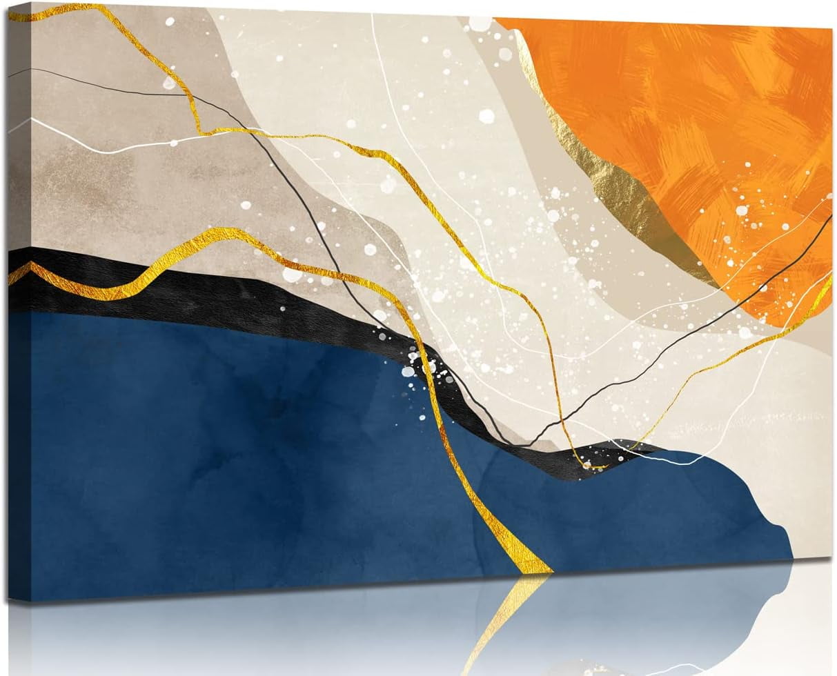 Abstract for Living Room - Large Nave Blue Wall Decor Picture - Modern ...