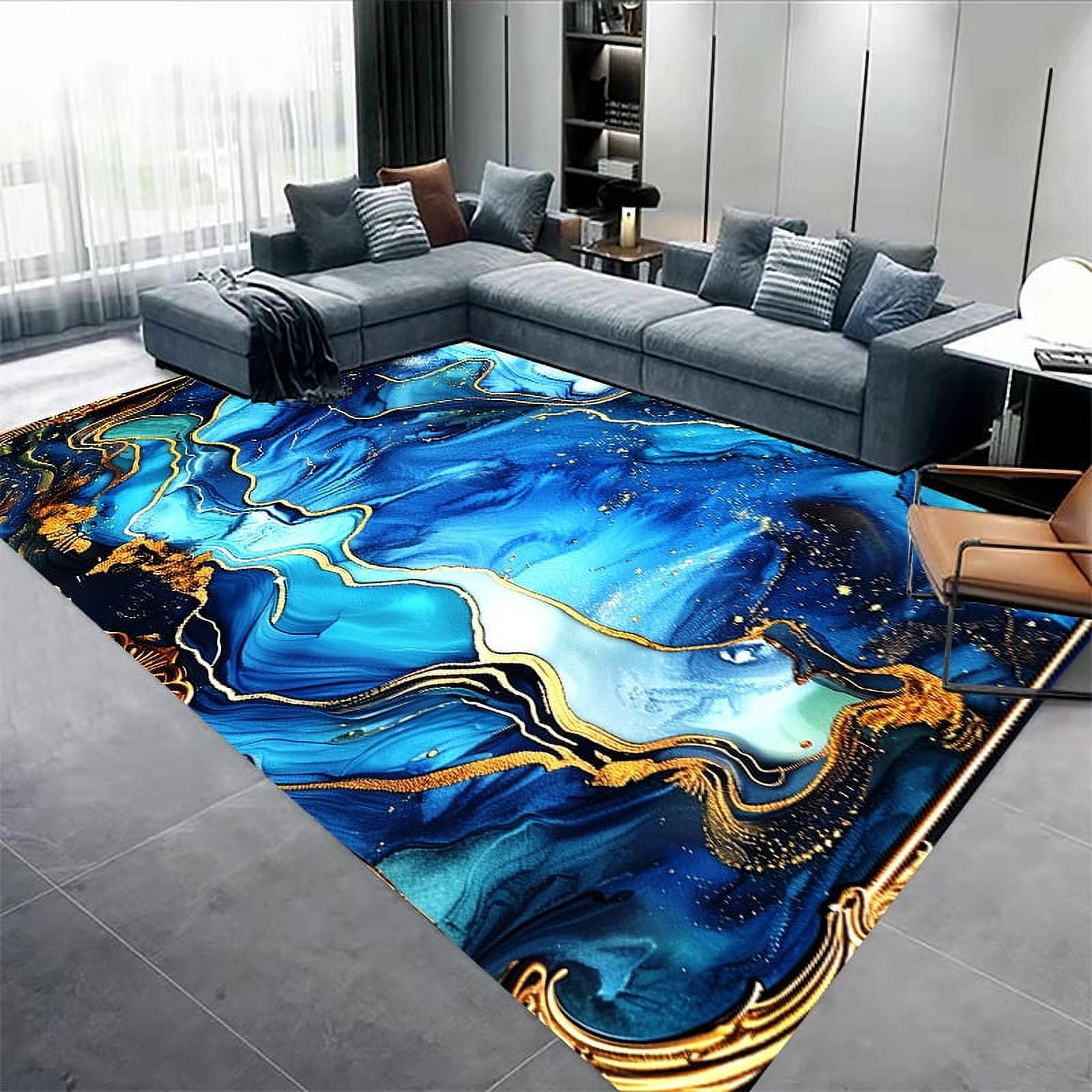 Abstract Living Room ration Carpets Gold Luxury r Floor Mat Modern Home ...
