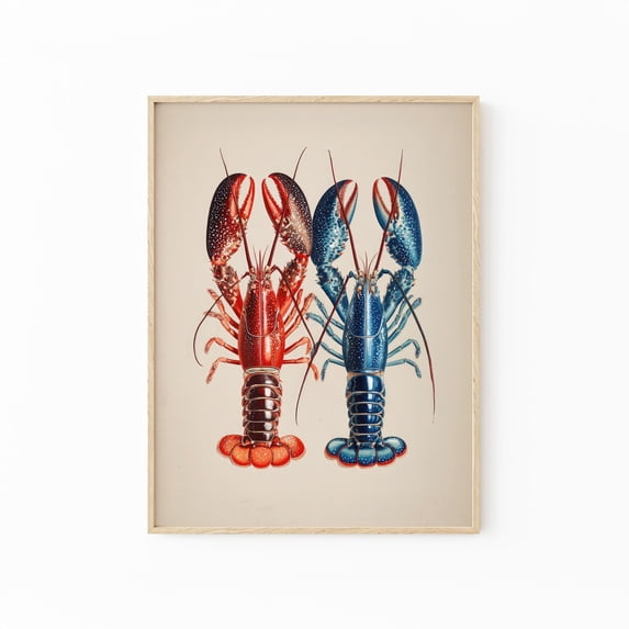 Abstract Lobster Painting Print, Colourful Nautical Coastal Modern ...