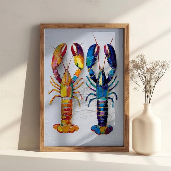 Abstract Lobster Wall Art Print - Colorful Nautical Lobster ...