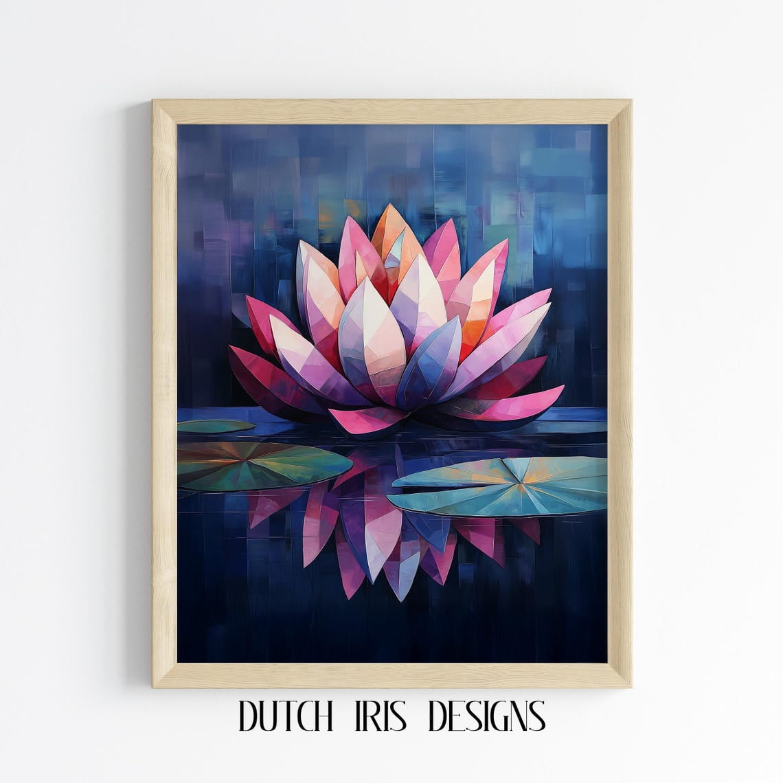 Abstract Lotus Flower Print, Cubist Water, Modern Botanical Art ...