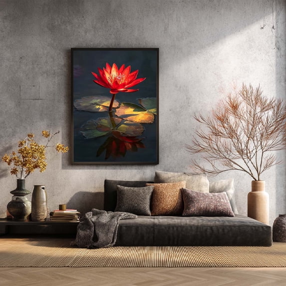 Abstract Lotus Plant Canvas Painting – Wall Art for Living Room Bedroom ...