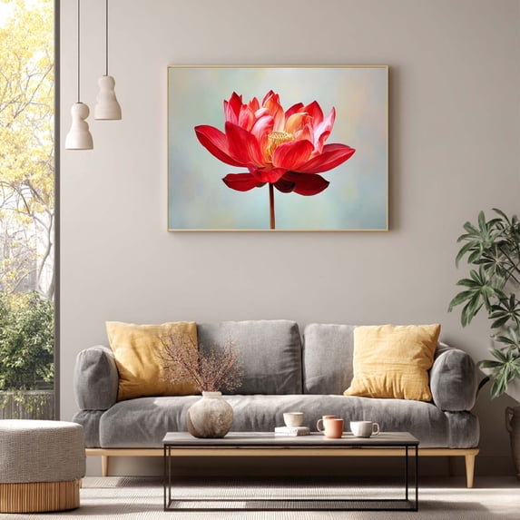 Abstract Lotus Plant Canvas Painting – Wall Art for Living Room Bedroom ...