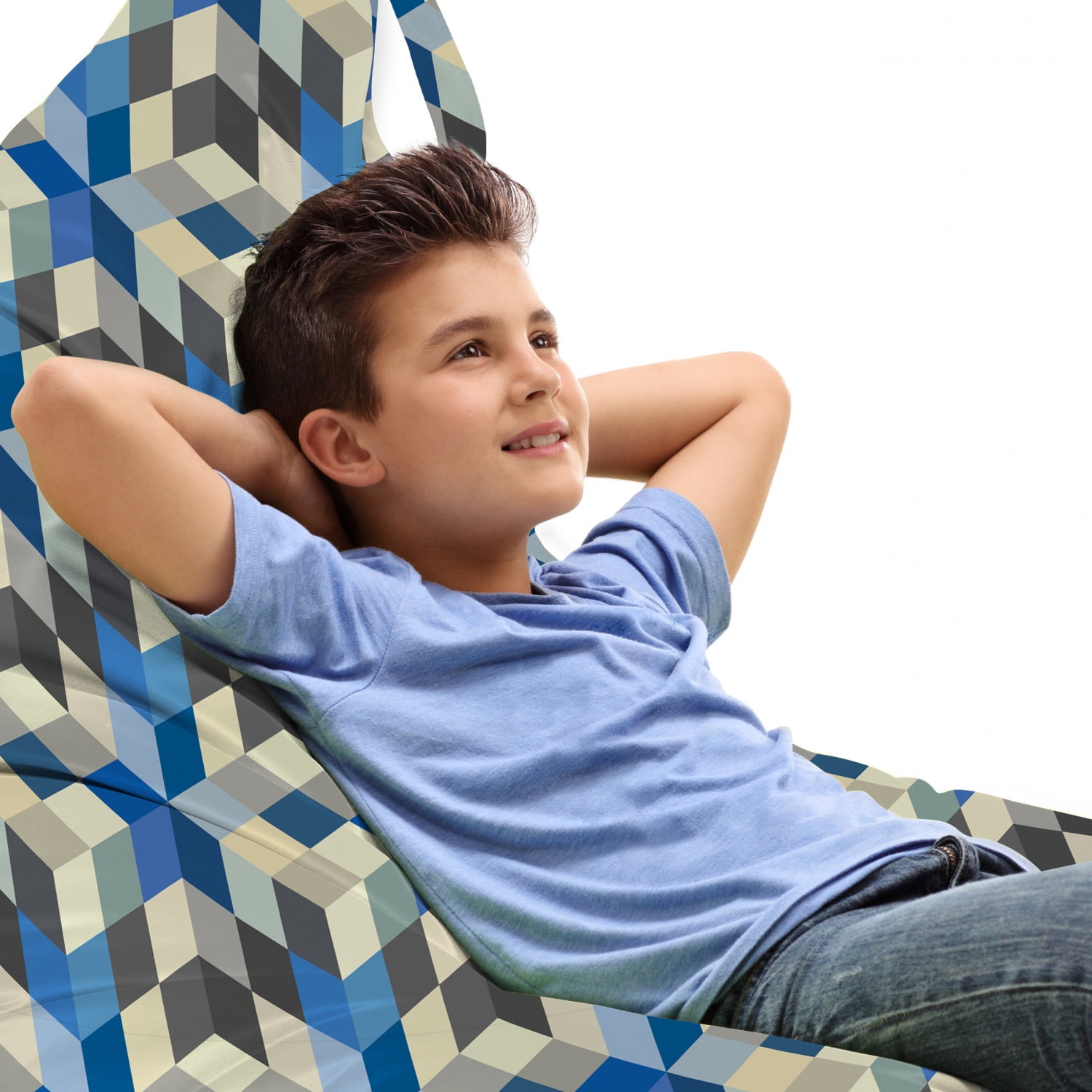 Abstract Lounger Chair Bag, 3 Dimensional Cube Design Geometric ...