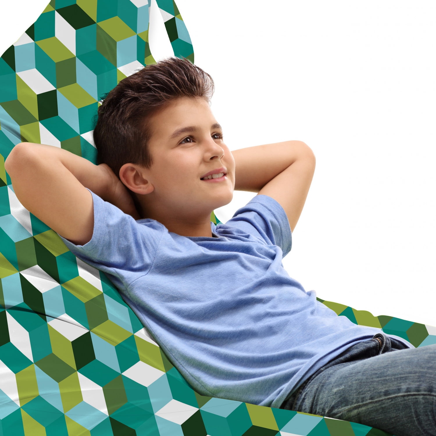 Abstract Lounger Chair Bag, Colored Cubes Design Modern Natural Shapes ...