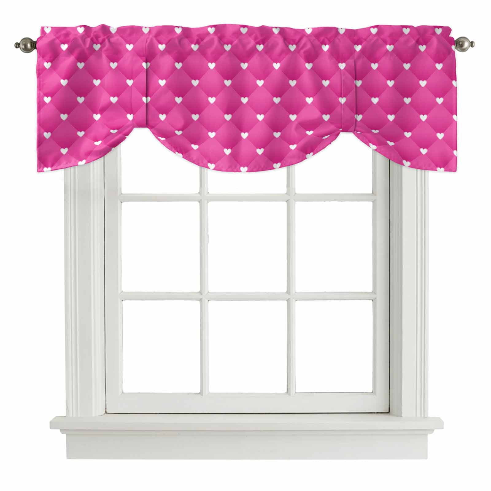 Abstract Love Heart Tie Up Valance Curtains Dark Pink Square Texture ...
