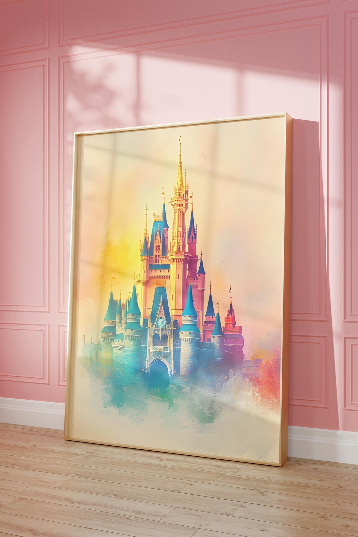 Abstract Magic Castle Painting, Fairytale Castle Print, Pastel Kingdom ...