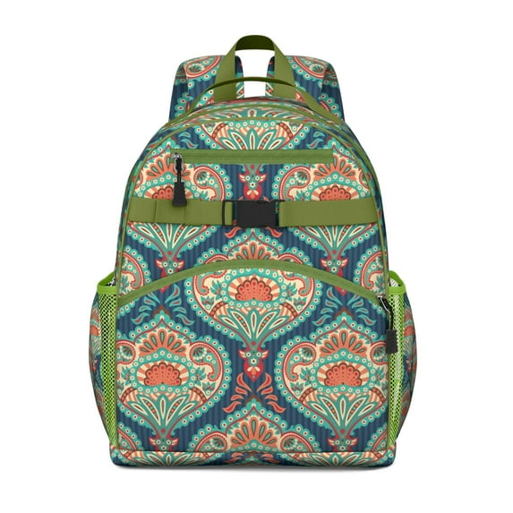 Abstract Mandala Inspired Paisley Backpack Ergonomic Travel Bag with ...