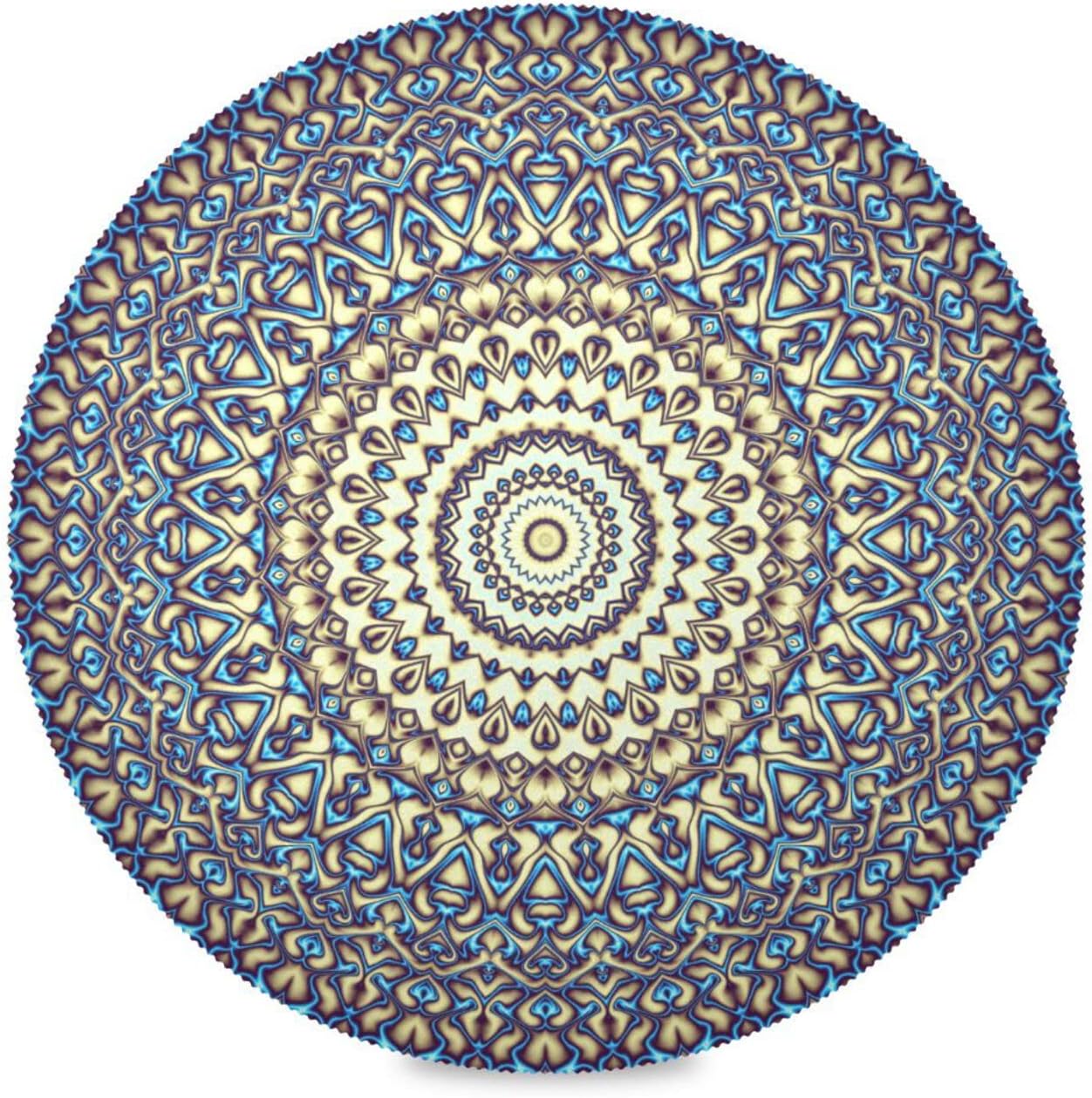 Abstract Mandala Pattern Elastic Welt Round Tablecloth Fade Resistant ...