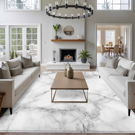 Abstract Marble 8x10 Area Rug for Living Room Sectional Sofa ...