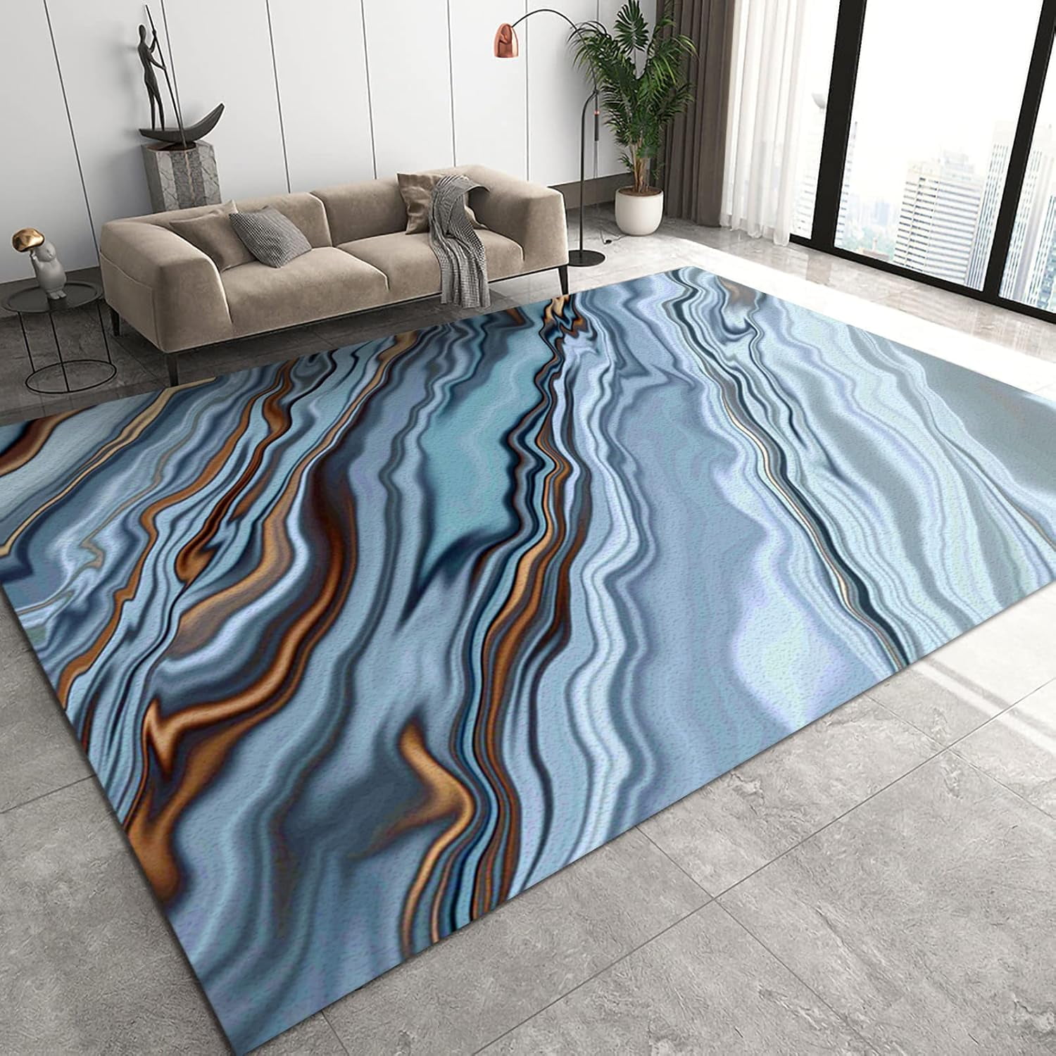 Abstract Marble Area Rugs, 3D Oil Painting Graffiti Art Bedroom Rug ...