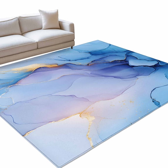 Abstract Marble Area Rugs 6x9ft Purple Blue Gradient Watercolor Texture ...