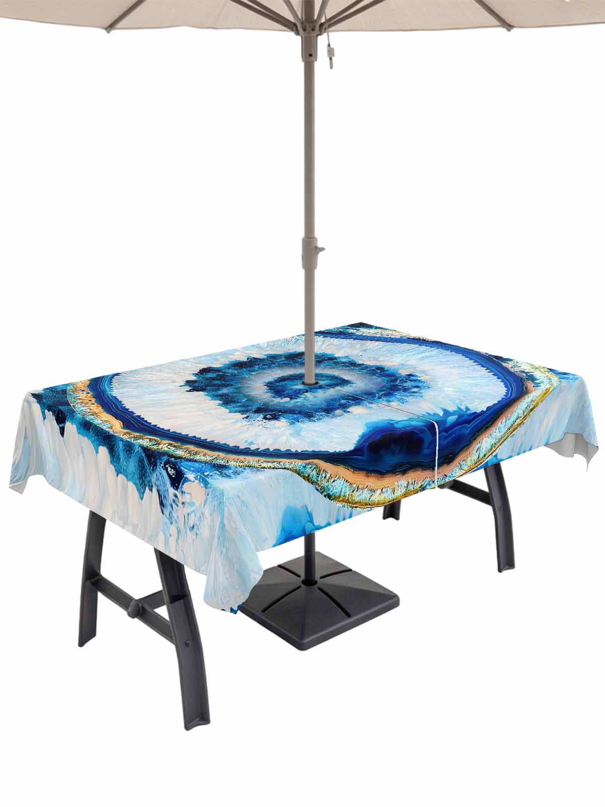Abstract Marble Art Rectangle Outdoor Tablecloth with Umbrella Hole ...