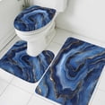 Abstract Marble Bathroom Rugs Set Blue Gradient Gold Wave Texture Non ...