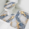 Abstract Marble Bathroom Rugs Set Blue Gray Gold Gradient Texture Non ...